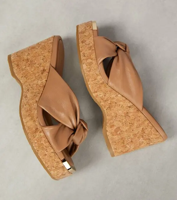 JIMMY CHOO Avenue Leather Wedge Sandals