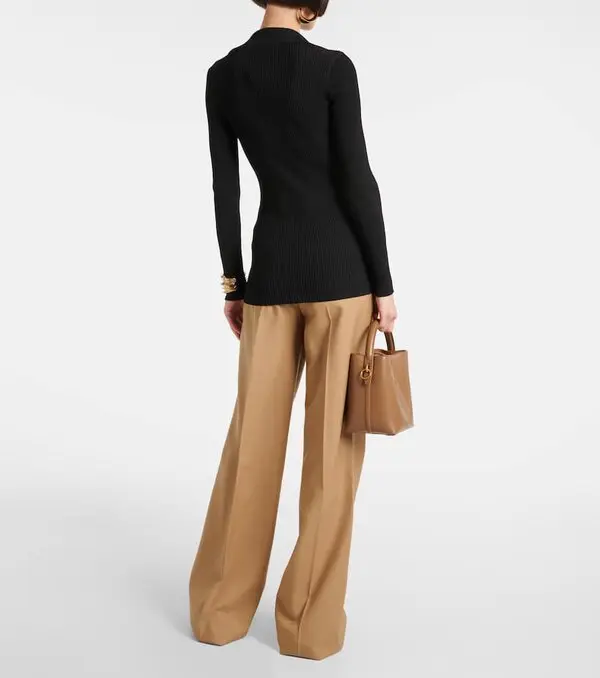 Saint Laurent Ribbed-knit Polo Sweater