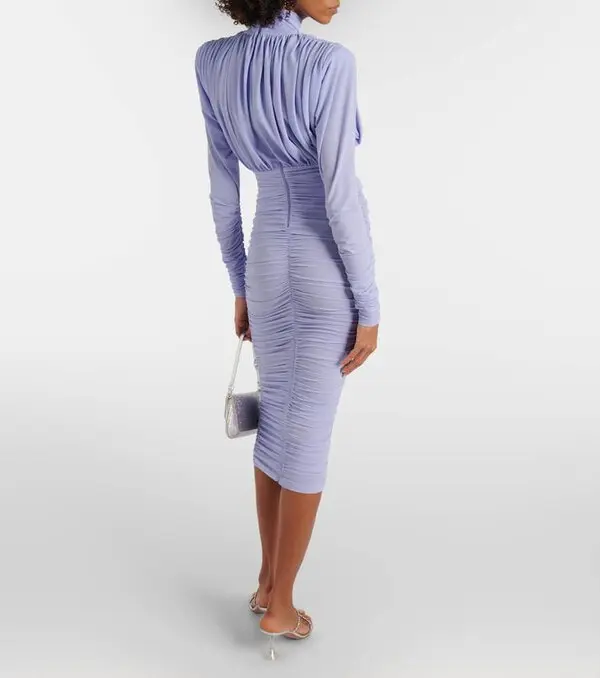 Alex Perry Ruched Crepe Jersey Midi Dress
