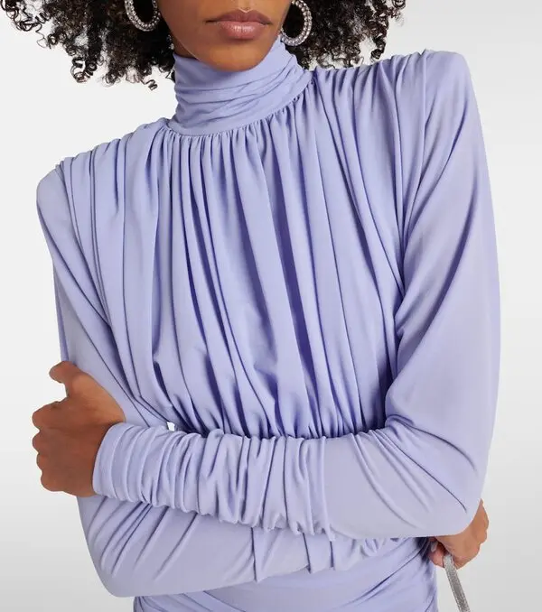 Alex Perry Ruched Crepe Jersey Midi Dress