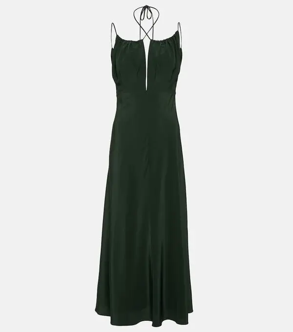 TOTEME Silk Crepe De Chine Midi Dress - Green