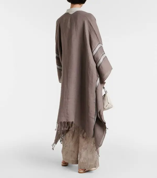 Brunello Cucinelli Striped Linen Cape