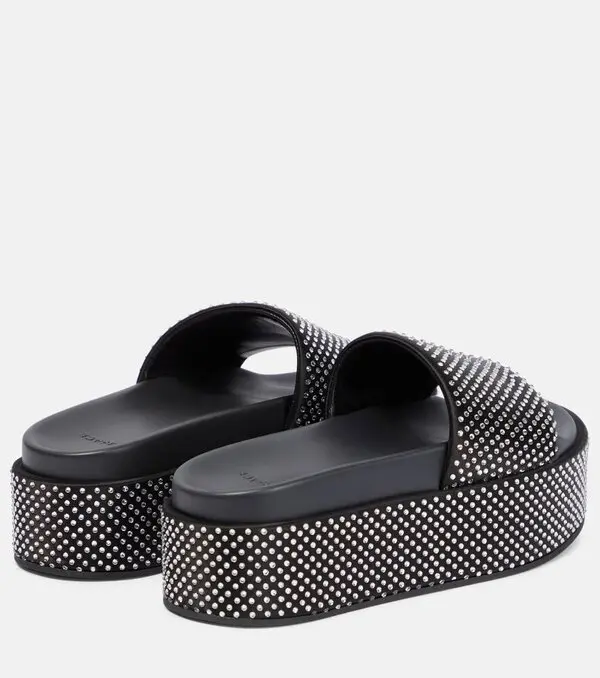 Versace Embellished Satin Platform Slides