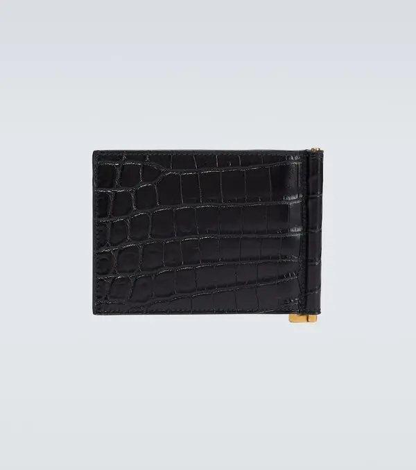 Saint Laurent Cassandre Croc-effect Leather Wallet