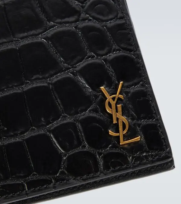 Saint Laurent Cassandre Croc-effect Leather Wallet
