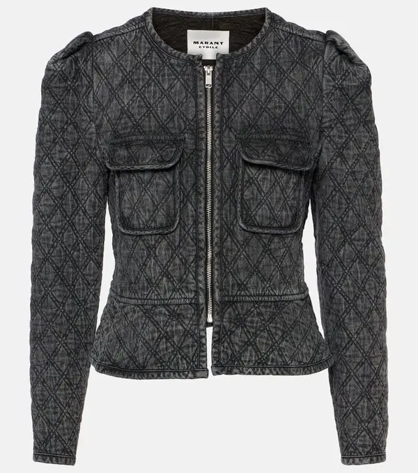 MARANT ETOILE Deliona Quilted Denim Jacket - Grey