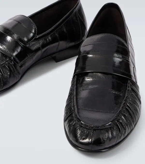 THE ROW Soft Paneled Leather Loafers