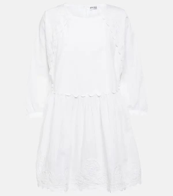 JULIET DUNN Embroidered Cotton Poplin Mini Dress