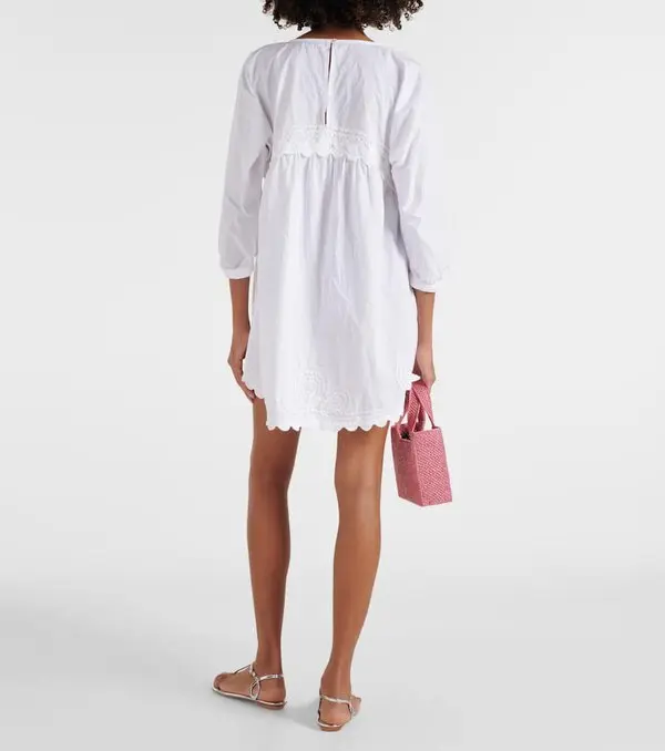 JULIET DUNN Embroidered Cotton Poplin Mini Dress