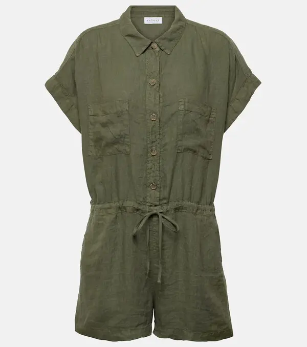 Velvet By Graham & Spencer Clare Linen Romper - Green