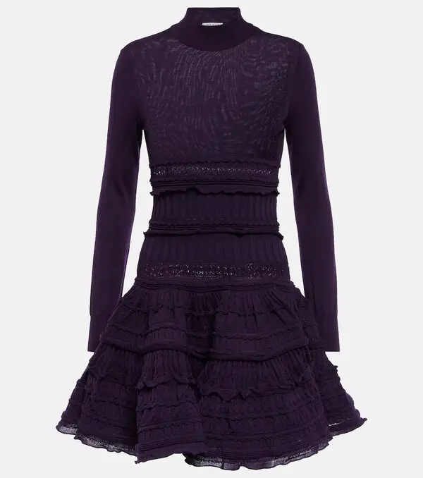Alaïa Ruffle Virgin Wool Minidress