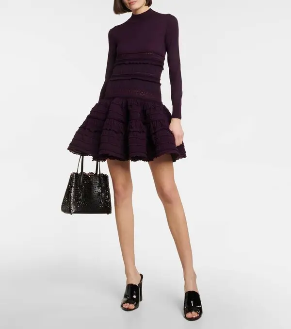 Alaïa Ruffle Virgin Wool Minidress