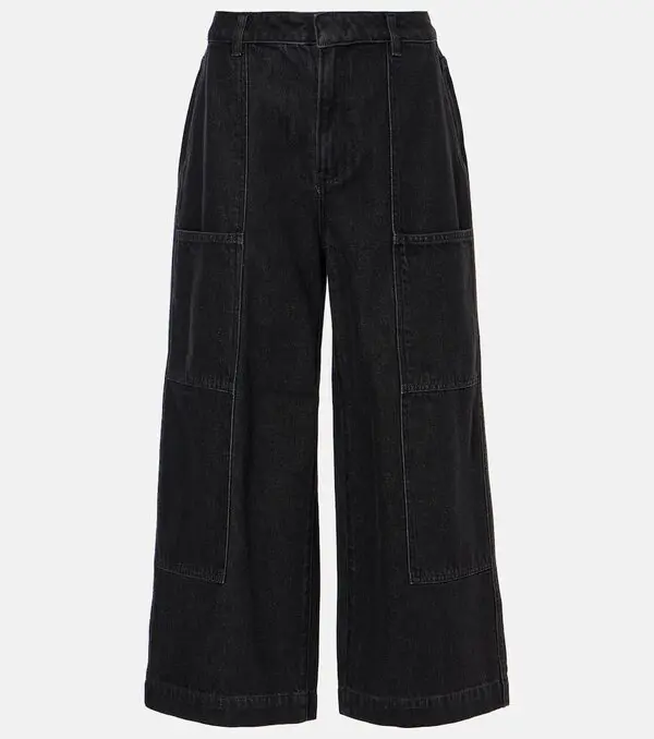 Vince Cropped Wide-leg Jeans - Black