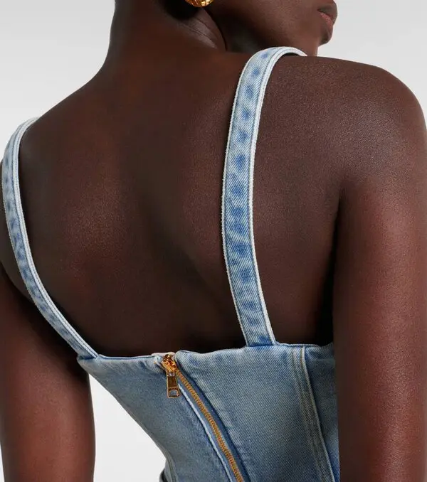 Balmain Cropped Denim Bustier