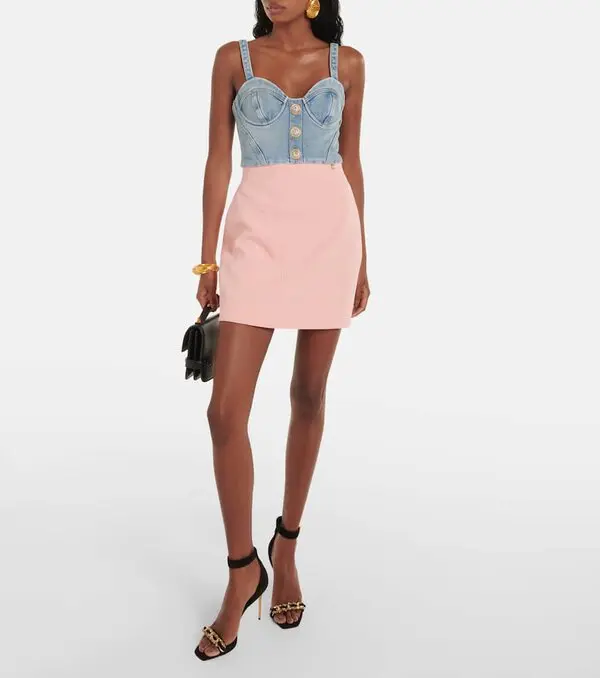 Balmain Cropped Denim Bustier