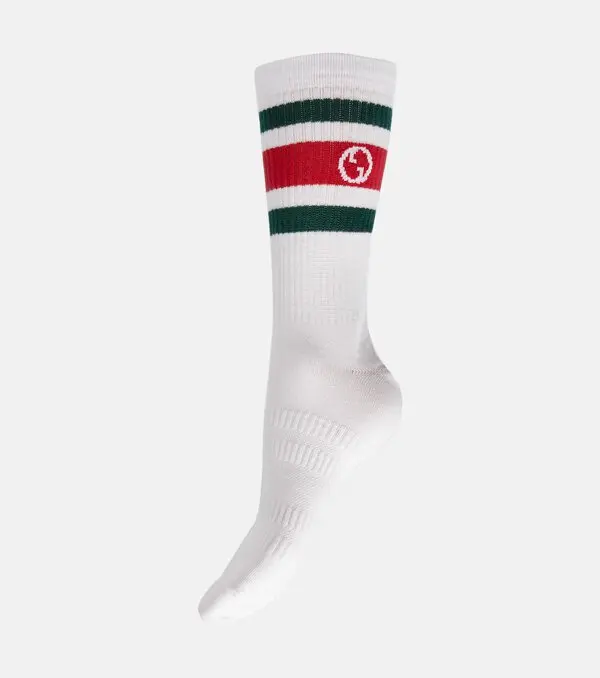 Gucci Interlocking G Cotton-blend Crew Socks - White