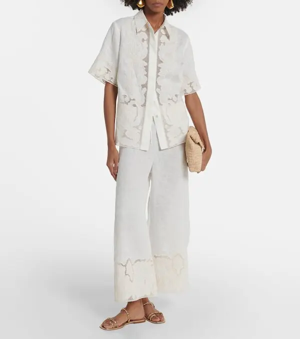 ALEMAIS Embroidered Linen Culottes