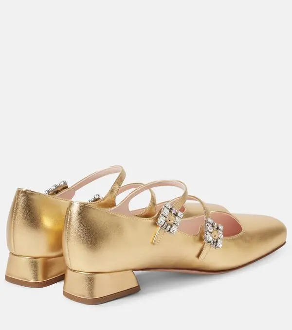 ROGER VIVIER Tres Vivier Metallic Leather Mary Jane Pumps