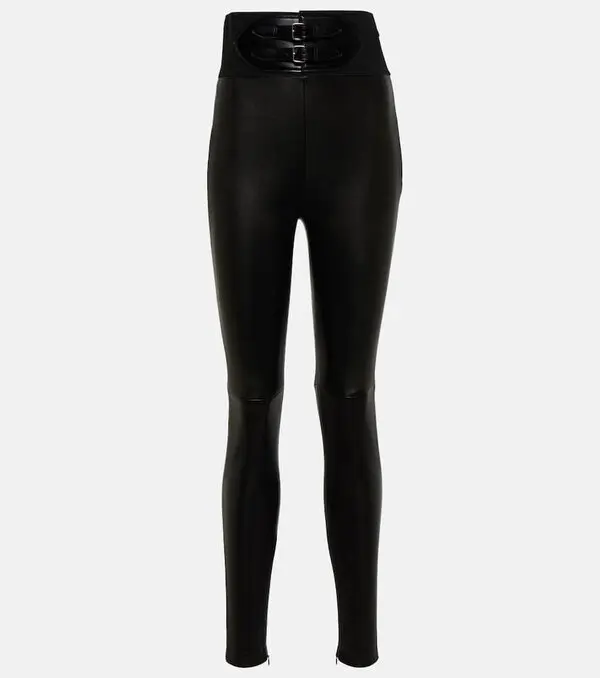 Alaïa High-rise Belted Leather Leggings