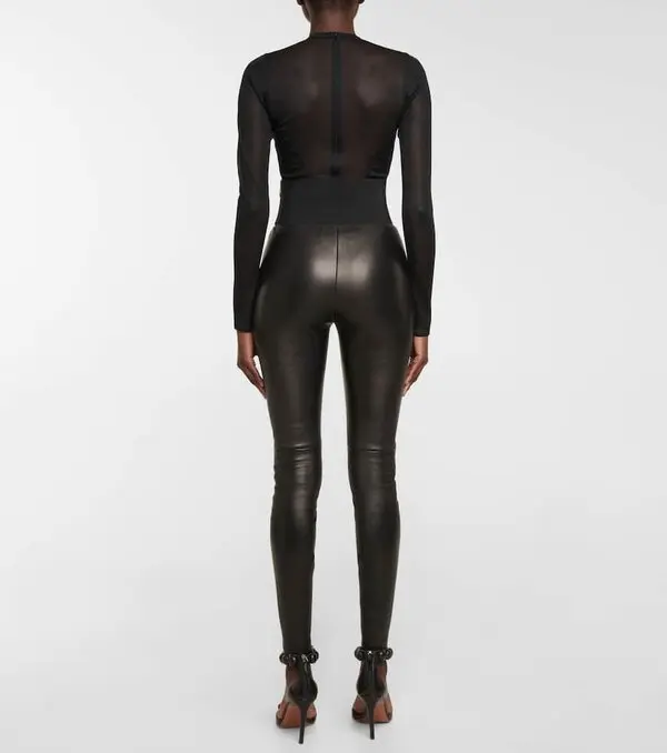 Alaïa High-rise Belted Leather Leggings