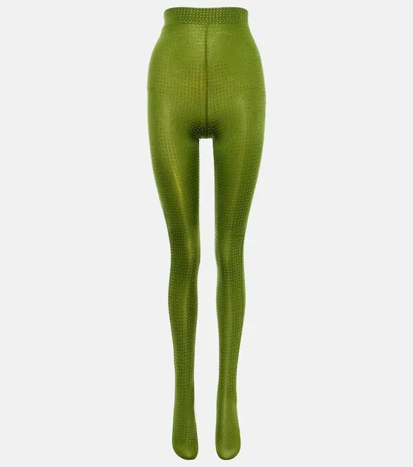 Alex Perry Crystal-embellished Tights - Green