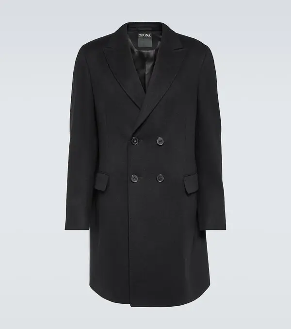 Zegna Wool And Cashmere-blend Overcoat - Black