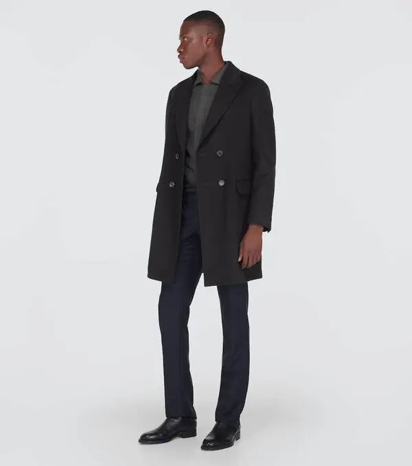 Zegna Wool And Cashmere-blend Overcoat - Black