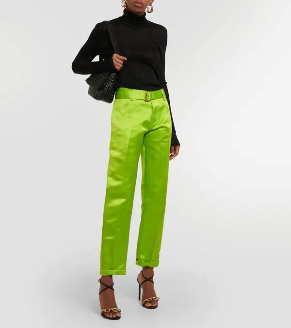 TOM FORD Cuffed Straight Silk Pants