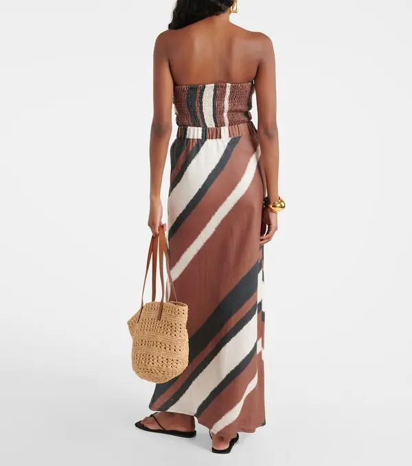 Faithfull The Brand Dalicenca Striped Linen Maxi Skirt