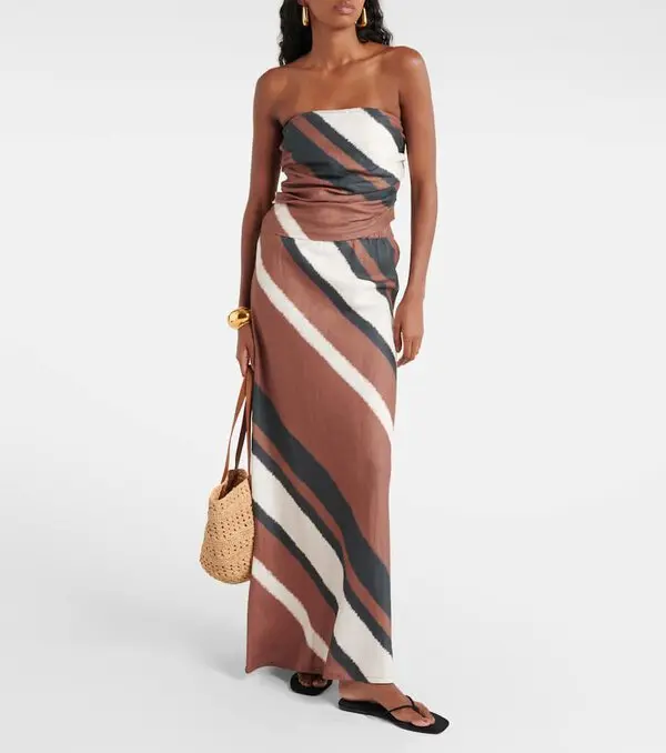 Faithfull The Brand Dalicenca Striped Linen Maxi Skirt