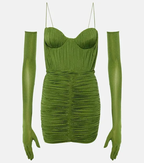 Alex Perry Embellished Ruched Mini Dress