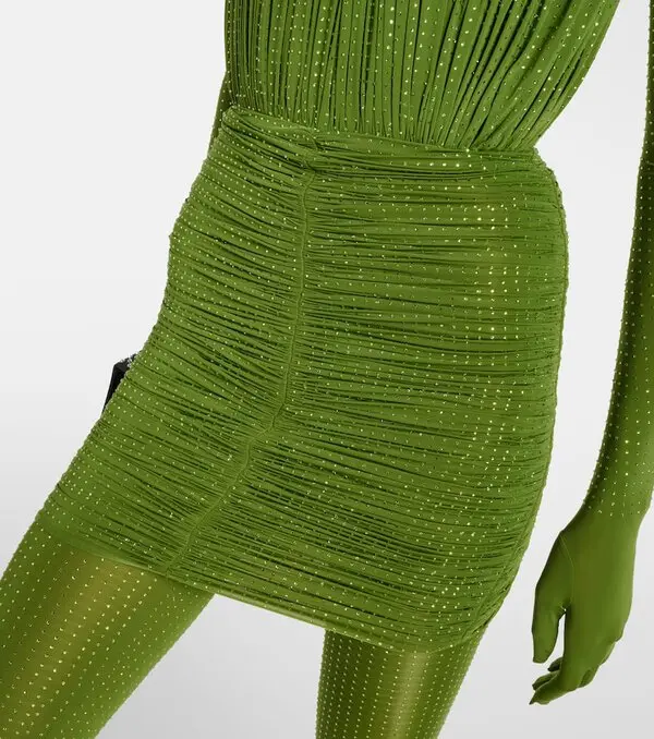 Alex Perry Embellished Ruched Mini Dress