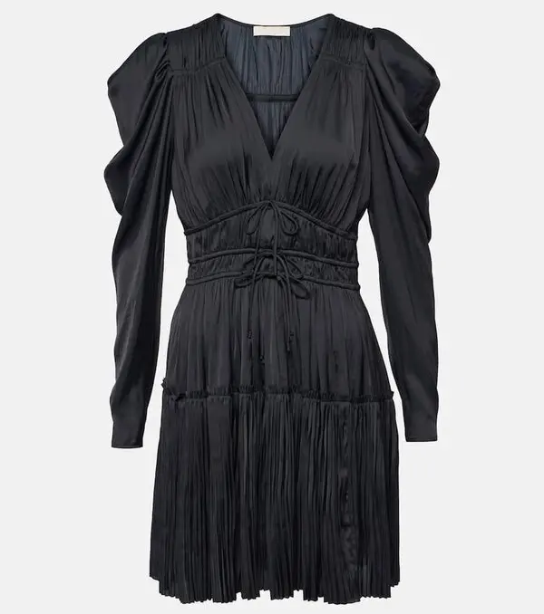 Ulla Johnson Lu Draped Satin Minidress - Black