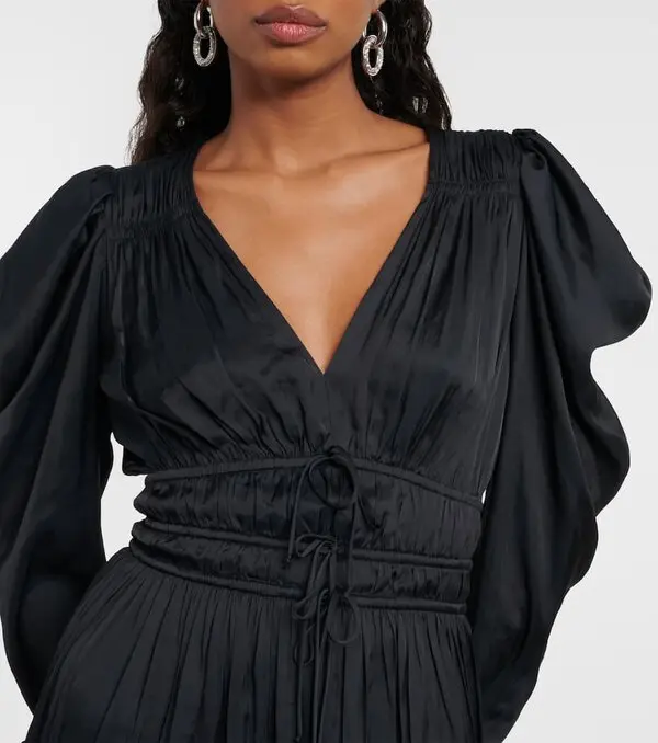 Ulla Johnson Lu Draped Satin Minidress - Black