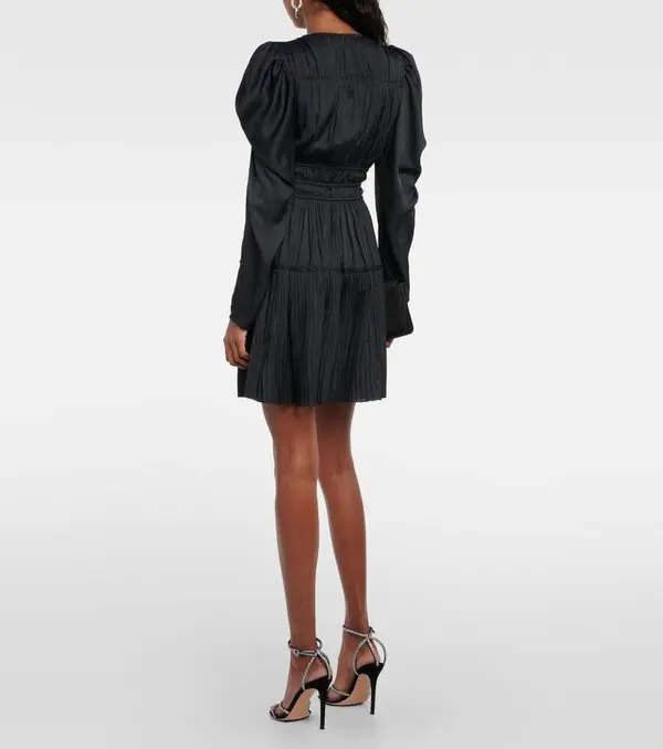 Ulla Johnson Lu Draped Satin Minidress - Black