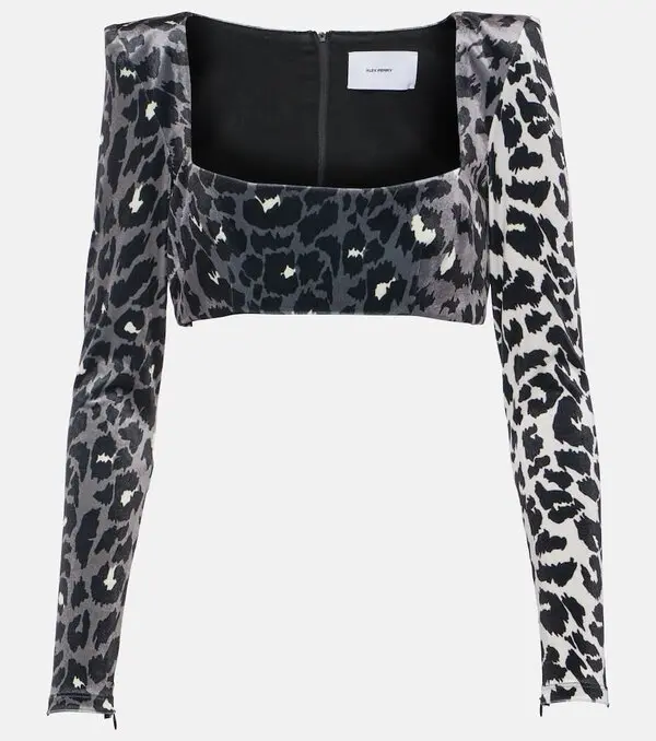 Alex Perry Leopard-print Velvet Crop Top - Multicoloured