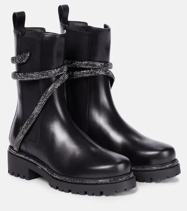 Rene Caovilla Cleo Embellished Leather Chelsea Boots