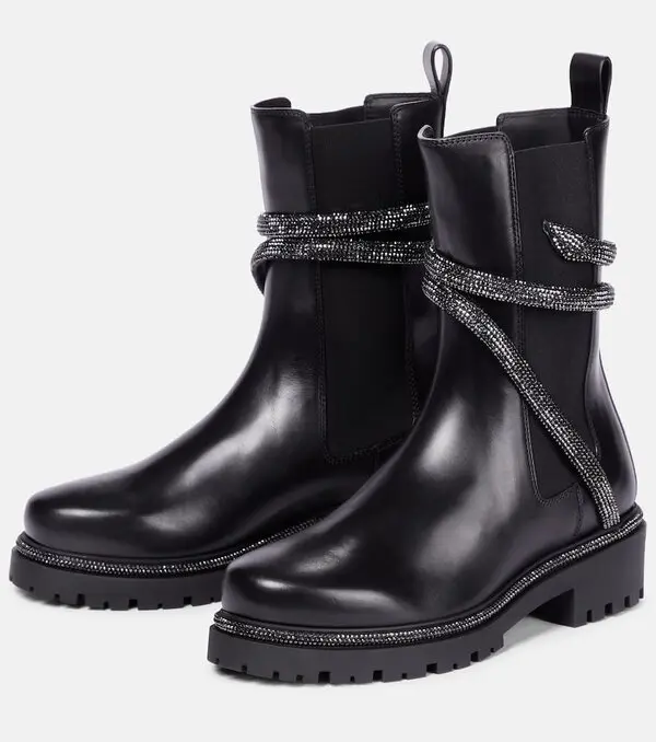 Rene Caovilla Cleo Embellished Leather Chelsea Boots