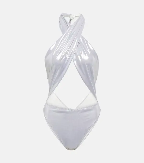REINA OLGA Italian Stallion Lamé One Piece Swimsuit - Silver