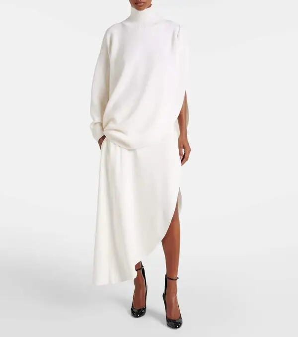 Alaïa Asymmetric Caped Wool Sweater