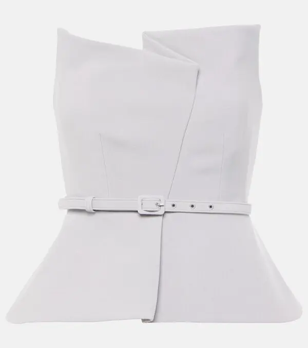 Roland Mouret Asymmetric Strapless Peplum Top - Grey
