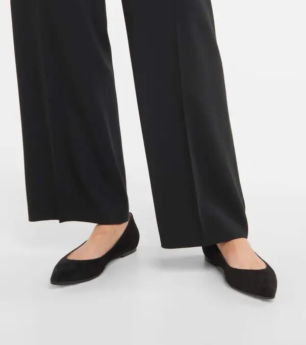 GIANVITO ROSSI Suede Ballet Flats - Black