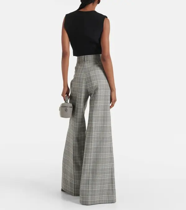 Stella McCartney Checked Wool Flared Trousers