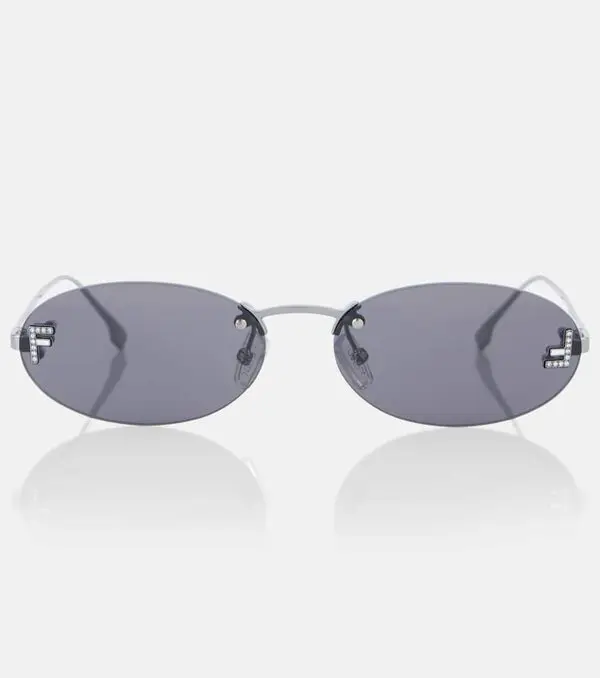 Fendi First Crystal Oval Sunglasses - Blue