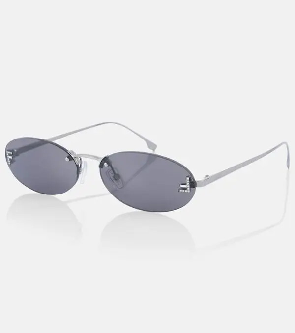 Fendi First Crystal Oval Sunglasses - Blue