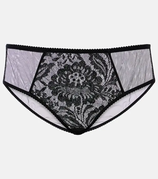 Dolce & Gabbana High-rise Lace And Tulle Briefs - Black