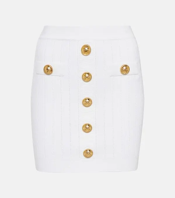 Balmain High-rise Knit Miniskirt - White