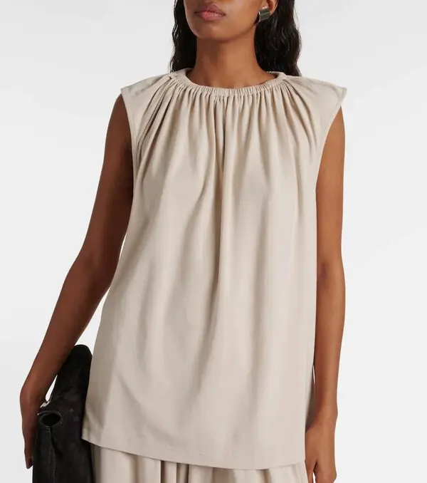 TOTEME Gathered Jersey Top - Beige