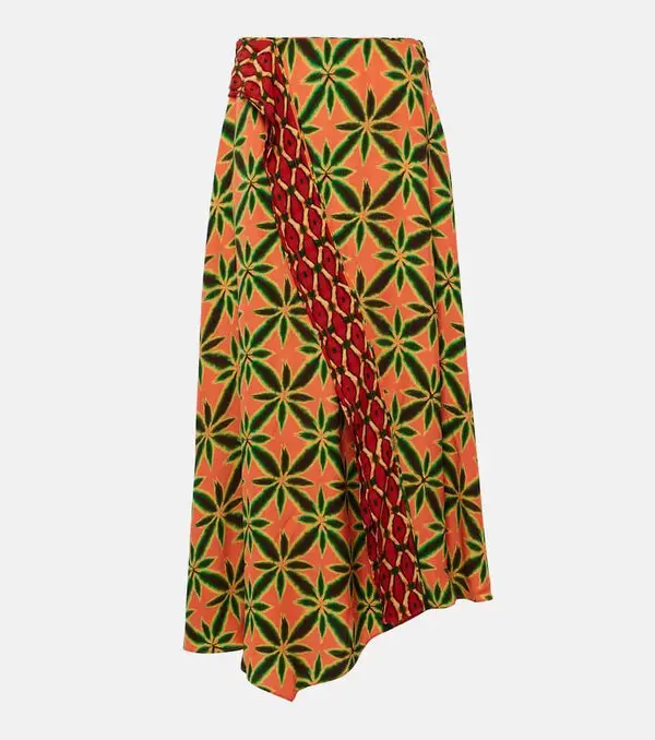 Ulla Johnson Violette Ruffled Crepe Midi Skirt - Orange