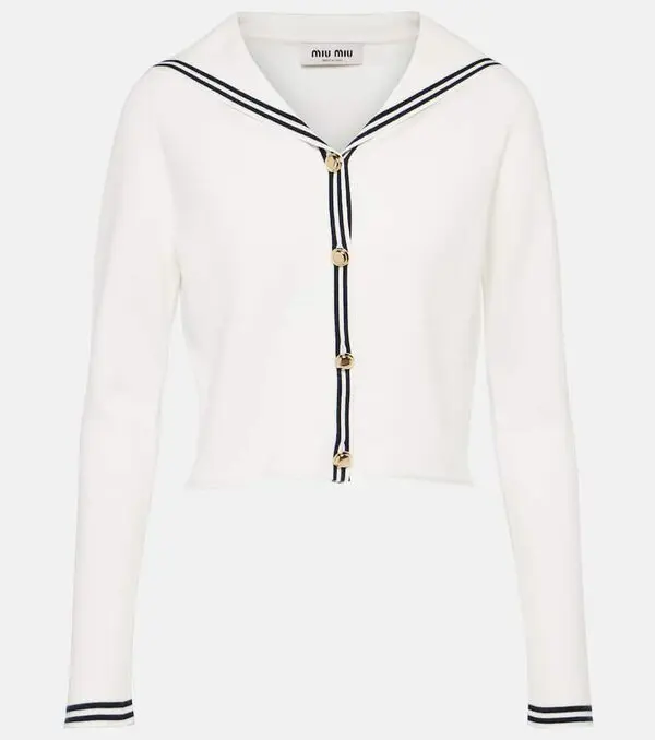 Miu Miu Striped Cotton-blend Cardigan